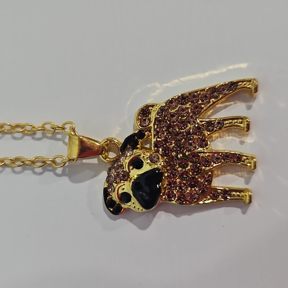 Jewelry | Nwot Pug Rhinestone Gold Necklace | Poshmark